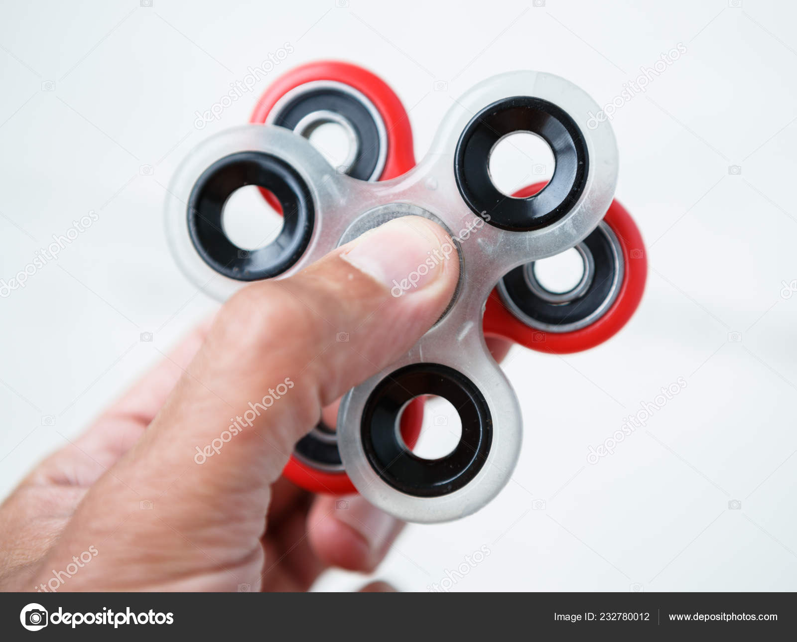 Boy Play Popular Finger Spinner Device Modern Fidget Spinning Toy Stock ...