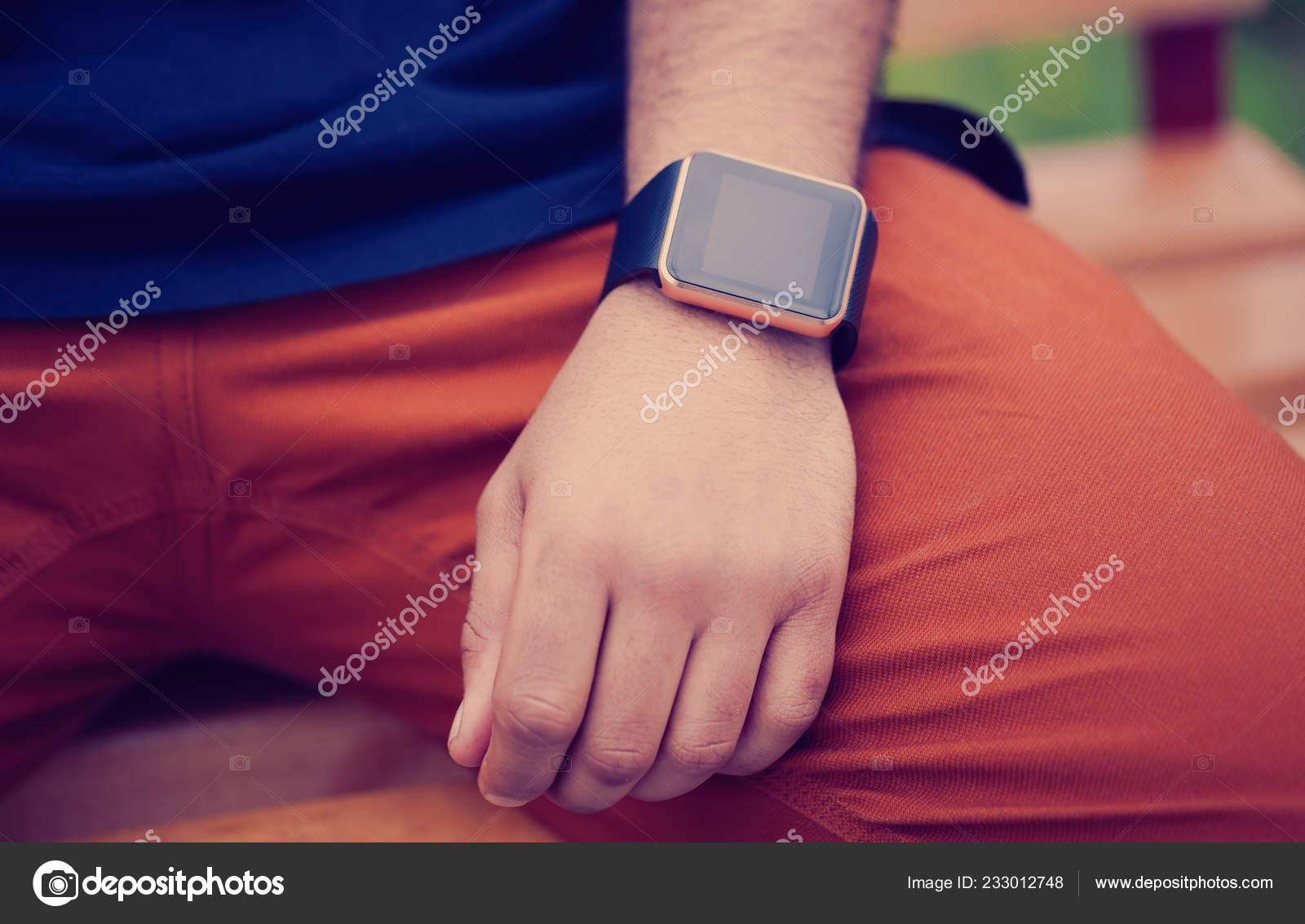 Hands African Black Boy Wearing Trendy Smart Watch Modern Gadget Stock ...