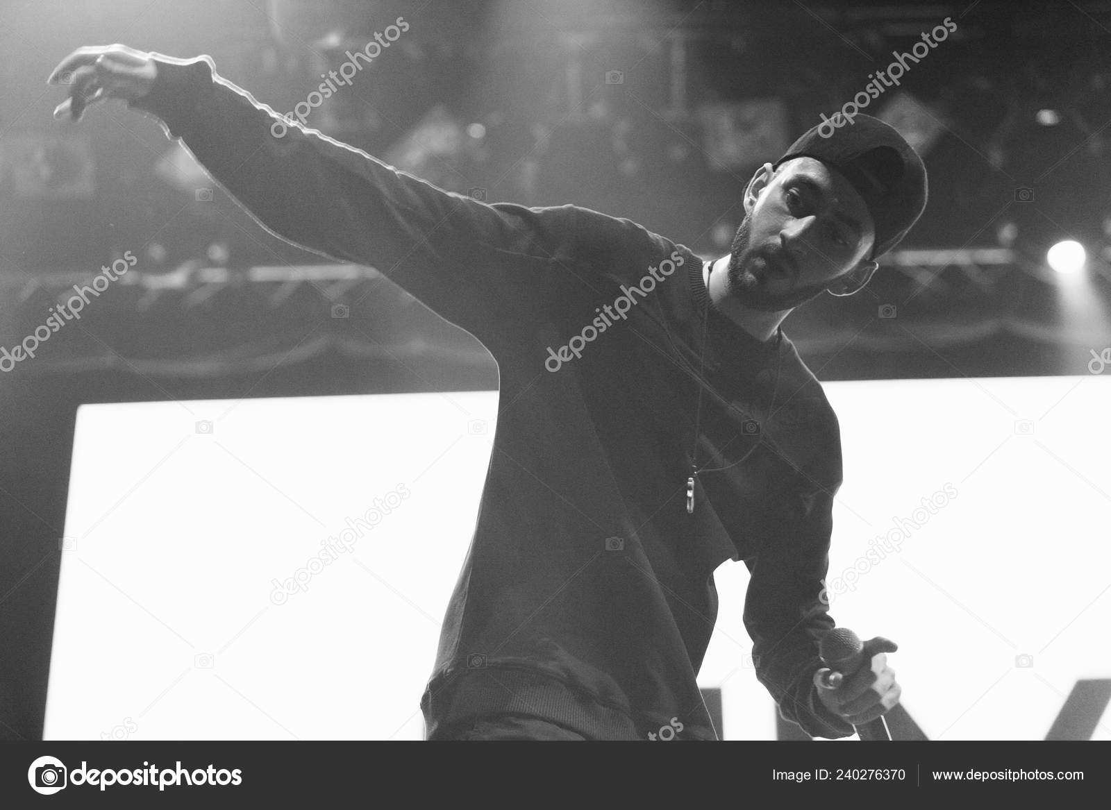 Moscow October 2016 Rap Singer Sing Stage Night Club Hip — Stock ...