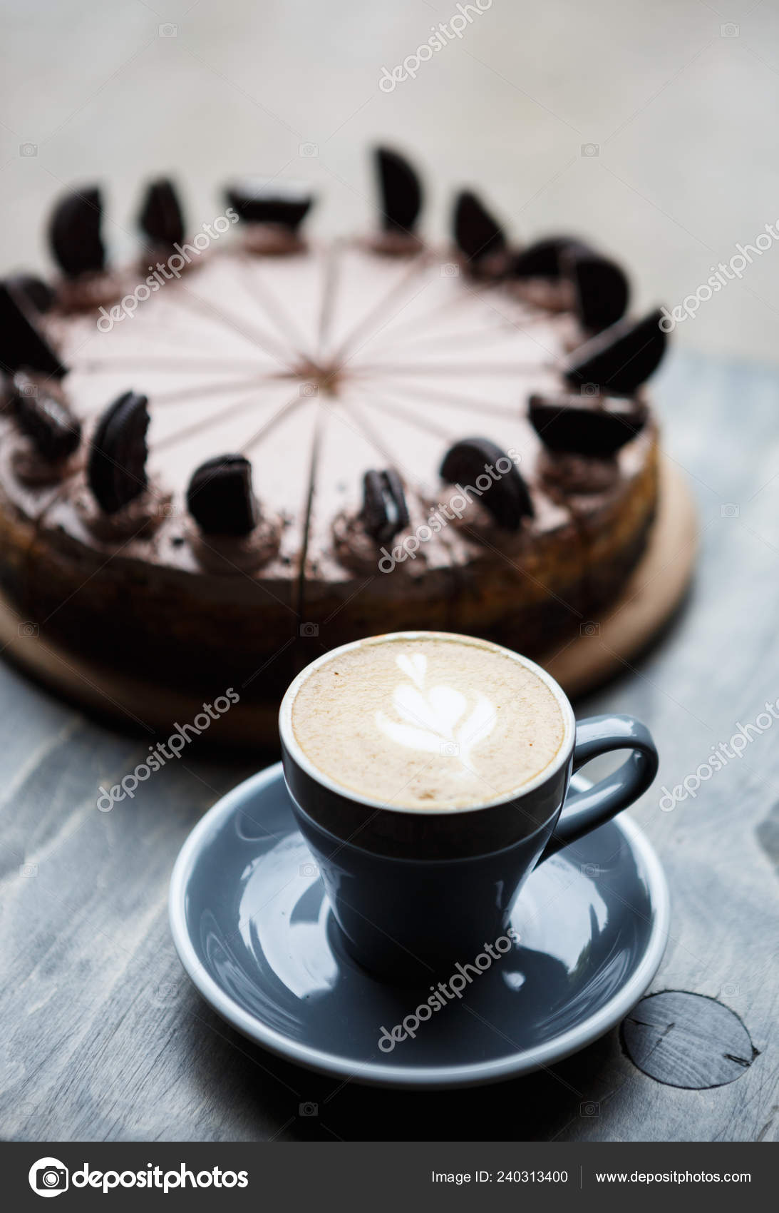Enjoy Fresh Latte Coffee Drink Piece Cake Stock Photo by ©hurricanehank ...