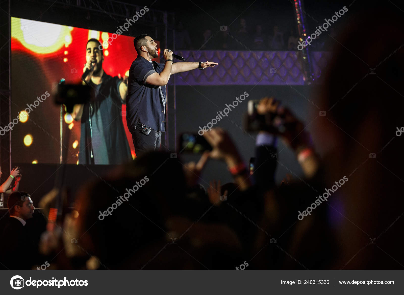 Moscow November 2016 Popular Rap Singer Sing Scene Night Club – Stock ...