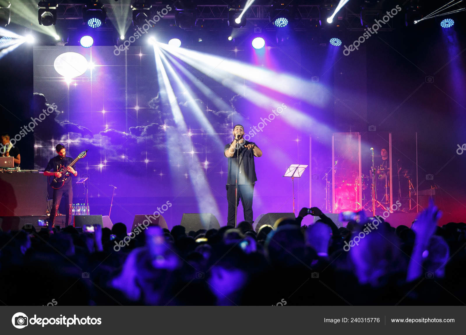 Moscow November 2016 Popular Rap Singer Sing Scene Night Club – Stock ...