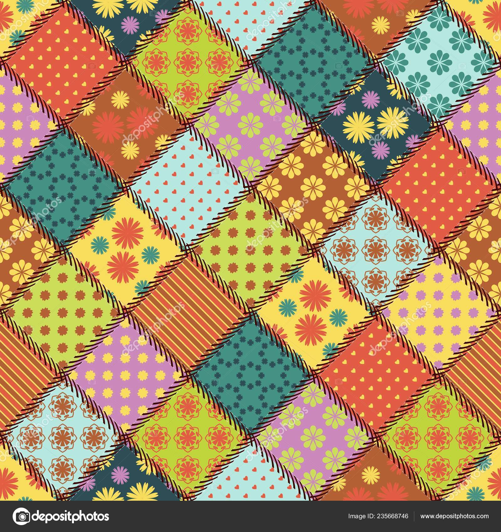 Patchwork Background Different Patterns Stock Vector by ©kle555 235668746