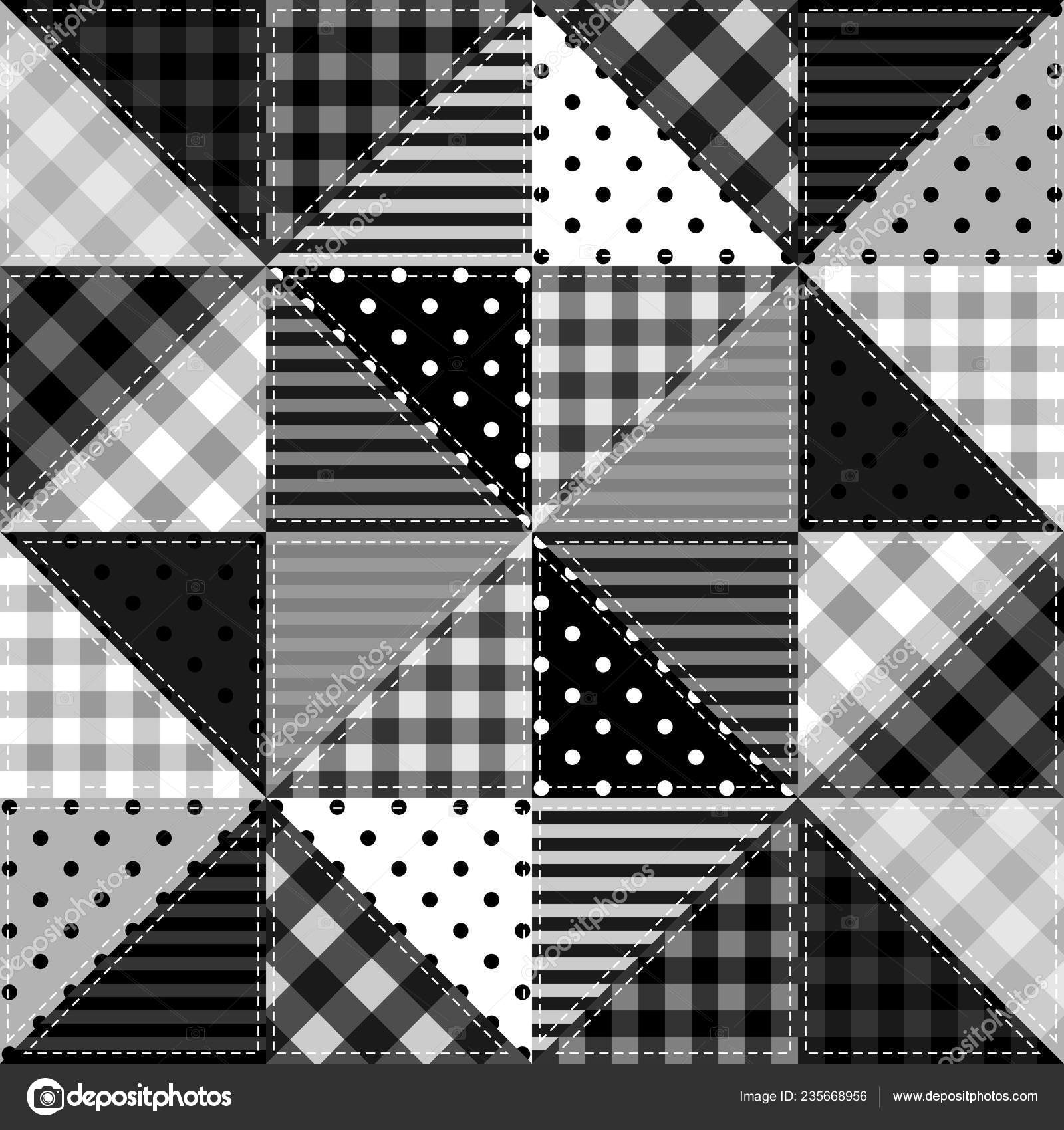 Black White Patchwork Background Different Patterns Stock Vector by ...