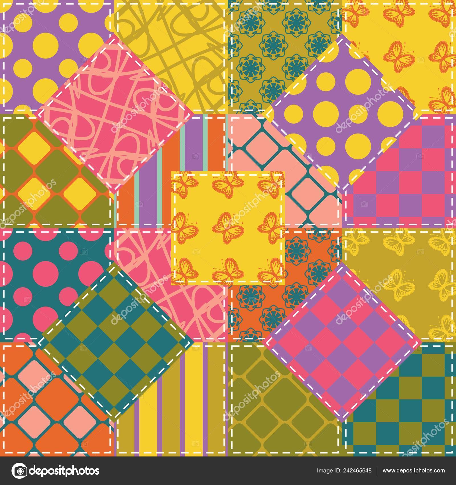 Patchwork Background Different Patterns Stock Vector by ©kle555 242465648