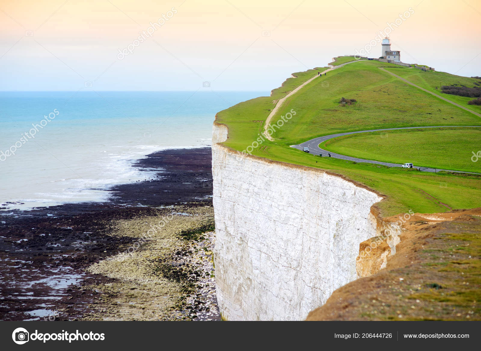 Beautiful View White Chalk Cliffs Seven Sisters Birling Gap Coastline ...