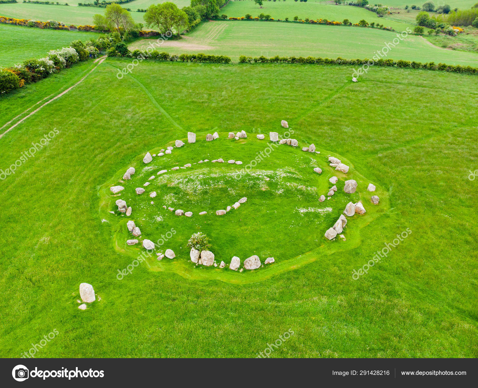 Ballynoe stone circle, a prehistoric Bronze Age burial mound surrounded ...
