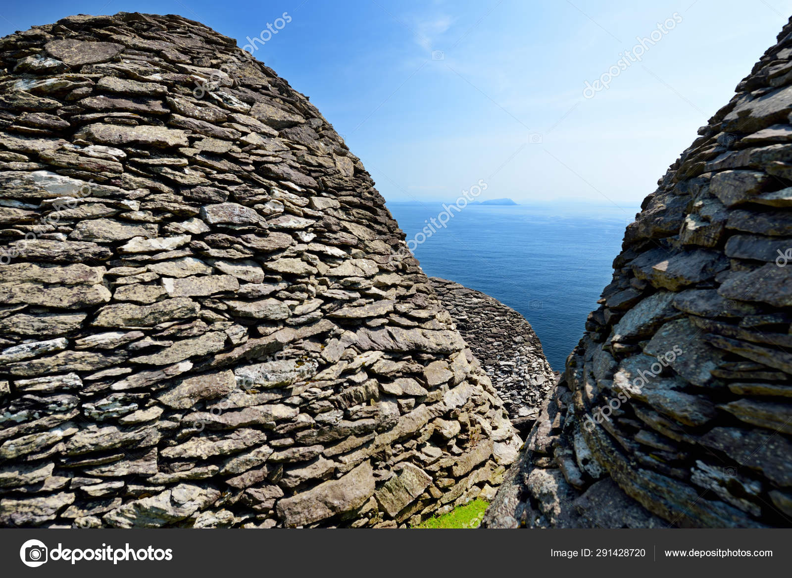 Skellig Michael or Great Skellig, home to the ruined remains of a ...