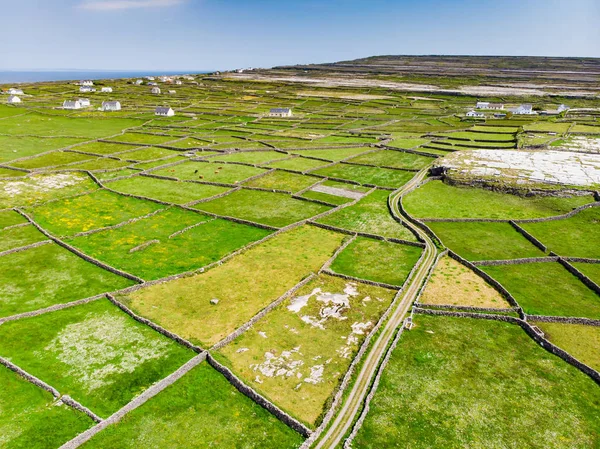 Aerial view of Inishmore or Inis Mor, the largest of the Aran Islands ...
