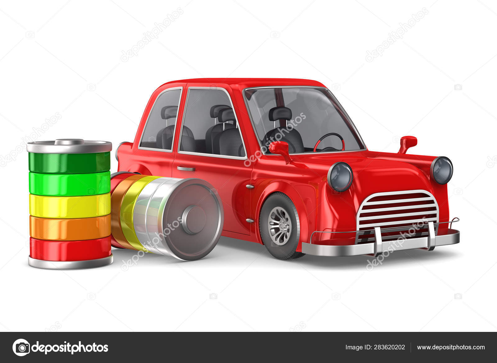 Red electro car on white background. Isolated 3D illustration — Stock ...