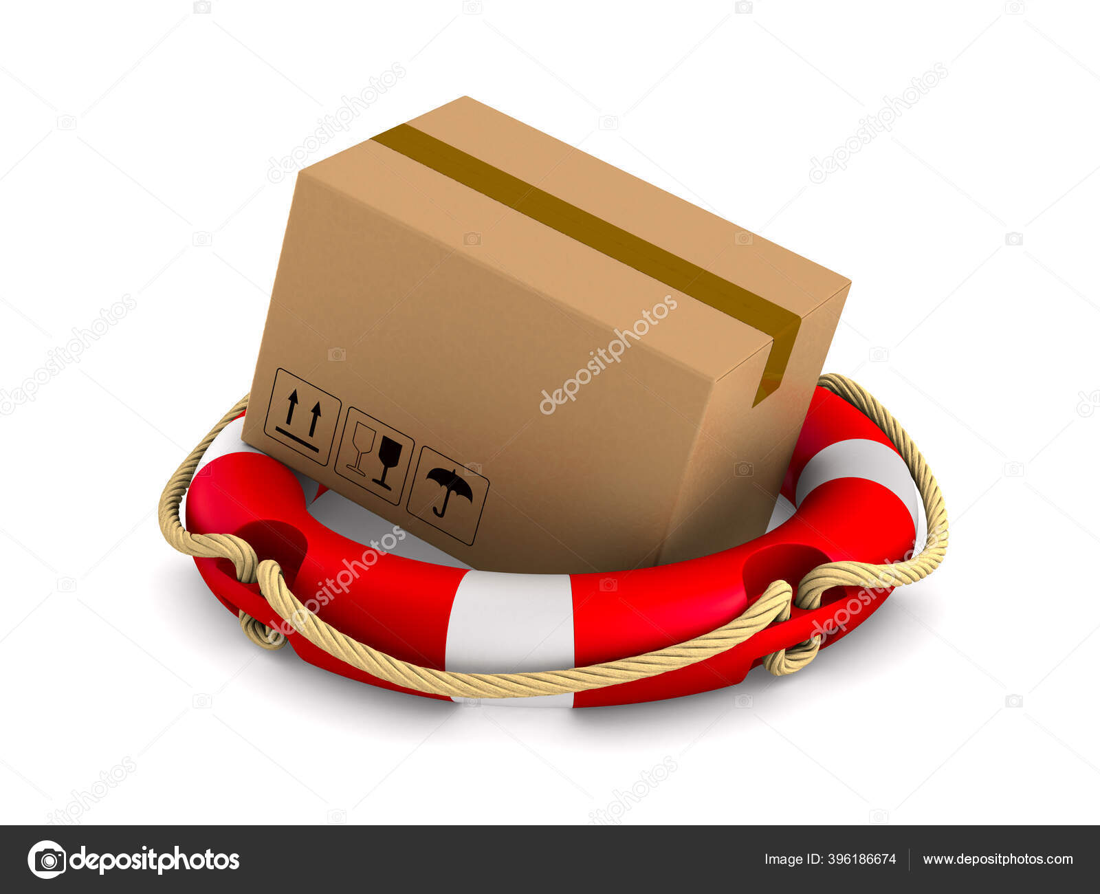 Cargo Box Lifebuoy White Background Isolated Illustration Stock Photo ...