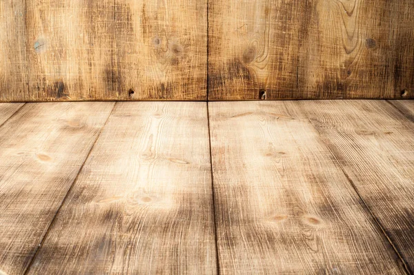 Dark plank wood floor and wall texture perspective background. Stock ...