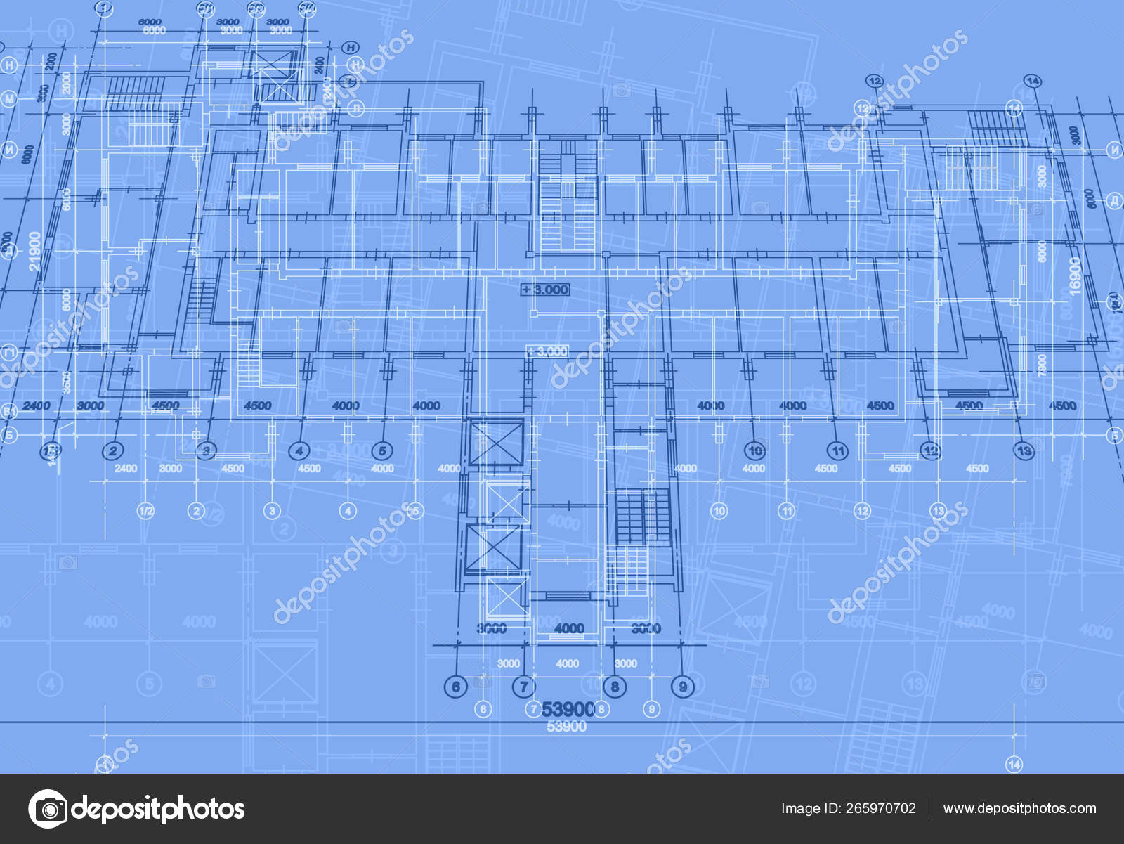 Architectural background with technical drawings. Blueprints plan ...