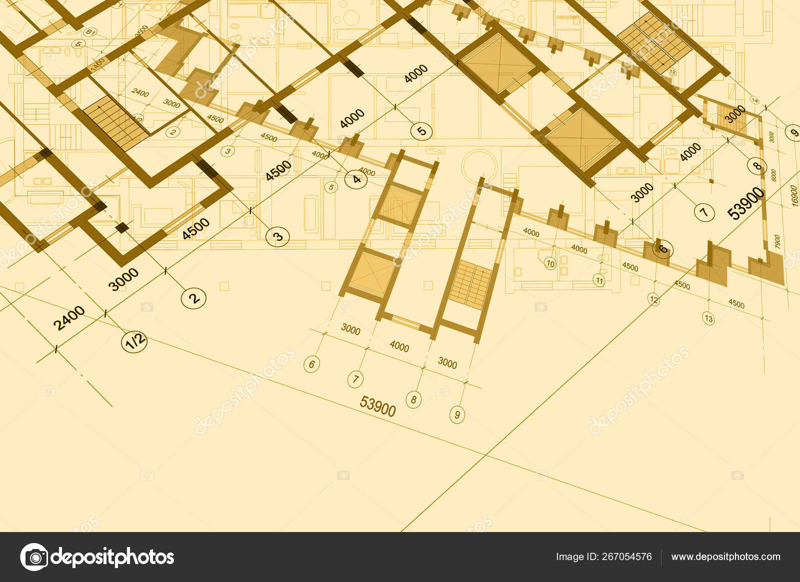 Arkitektonisk bakgrund med tekniska ritningar. Ritningar plan textur ...