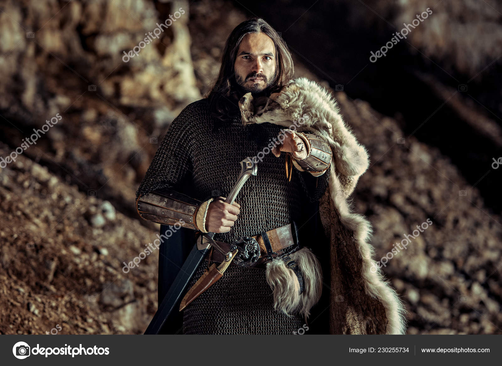 Medieval Knight Pointing Sword