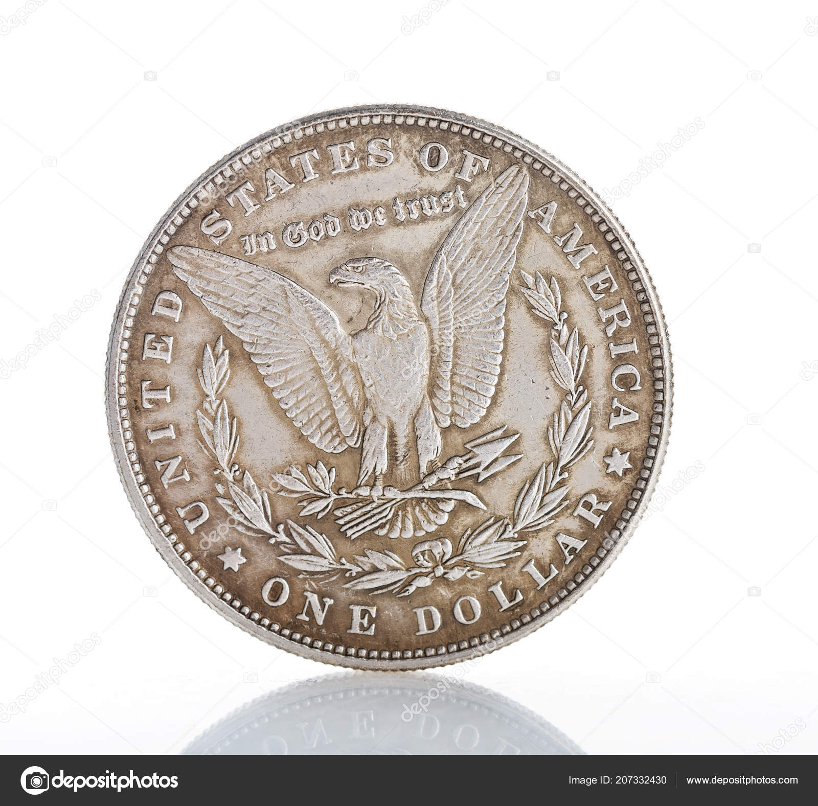 One Silver Dollar Coin Isolated White Background — Stock Photo ...