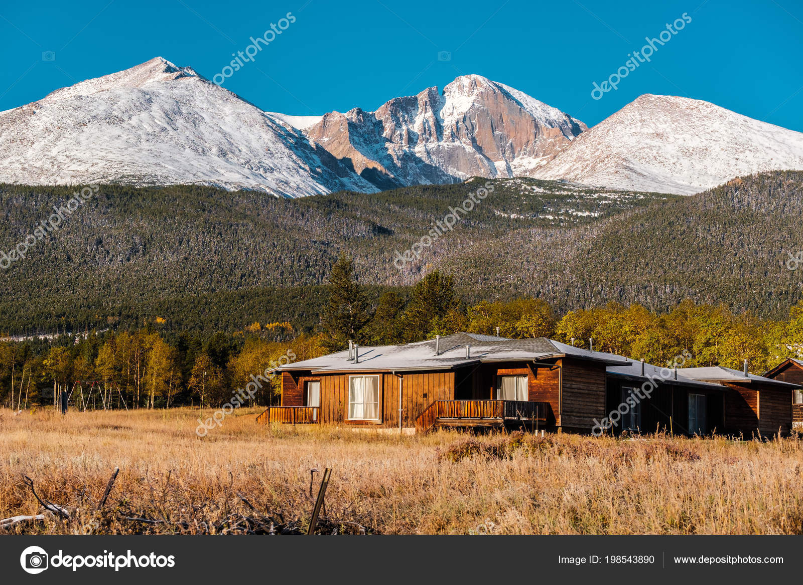 Season Changing First Snow Roof Rocky Mountains Colorado Usa Stock ...
