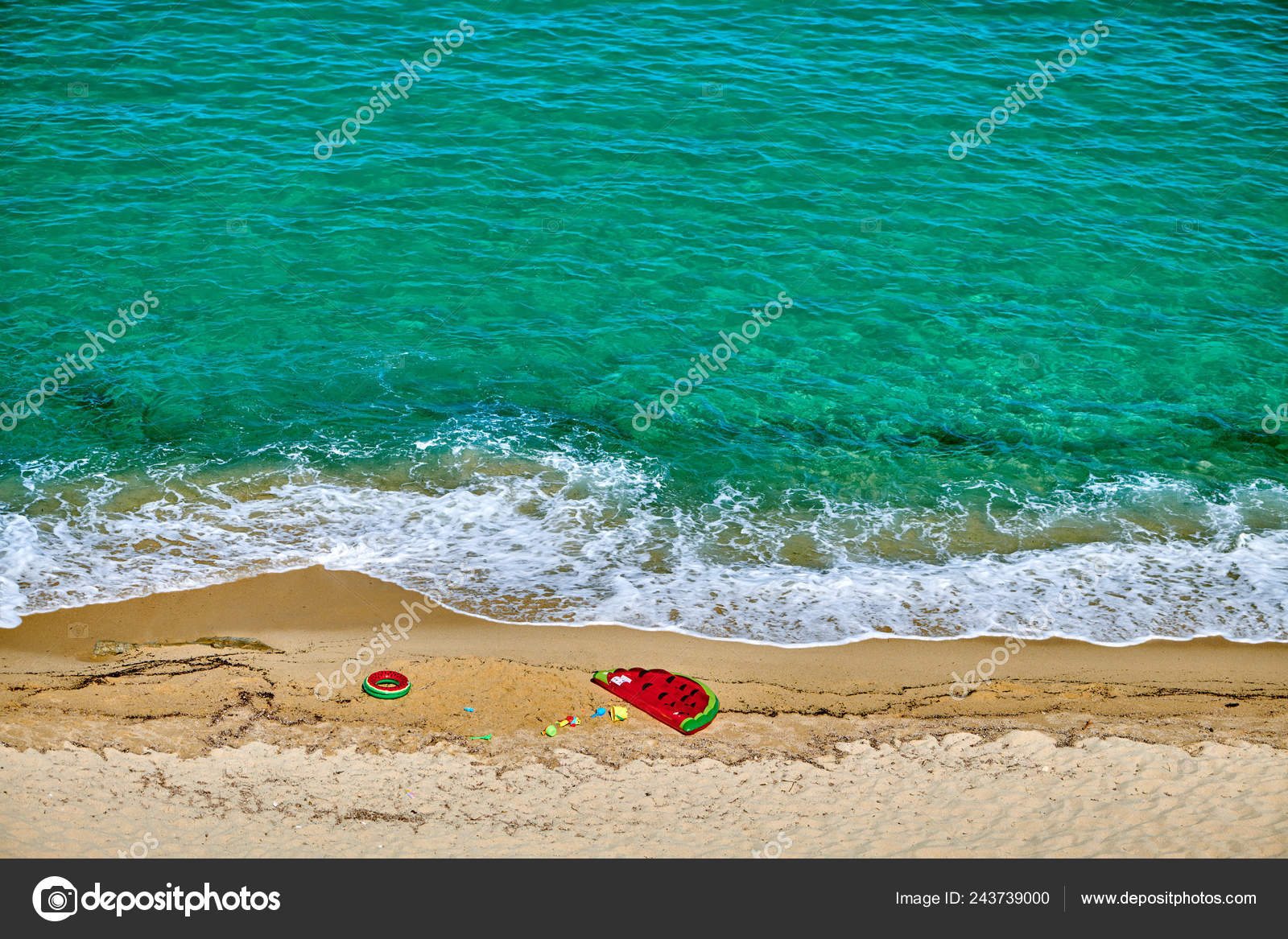 Beautiful Beach Inflatable Float Ring Sithonia Greece Stock Photo by ...
