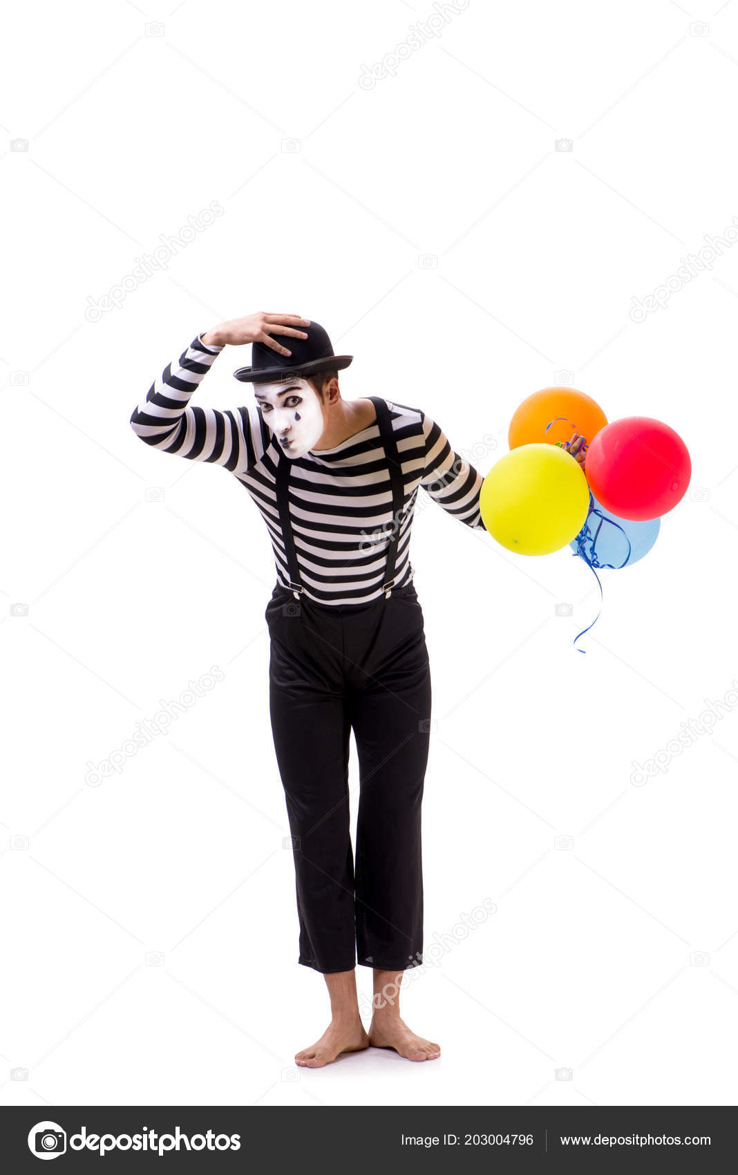 Mimo con globos aislados sobre fondo blanco — Foto de stock #203004796 ...