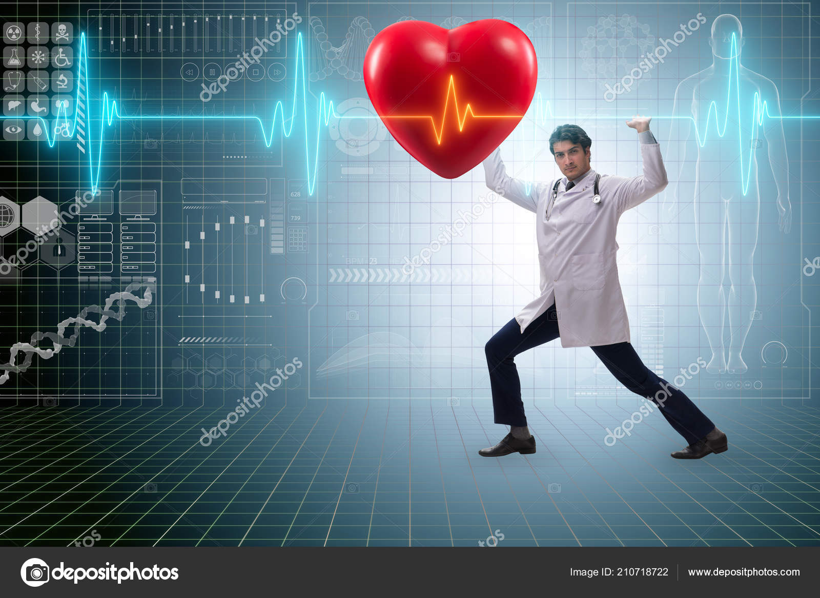 Doctor cardiologist supporting cardiogram heart line ⬇ Stock Photo ...