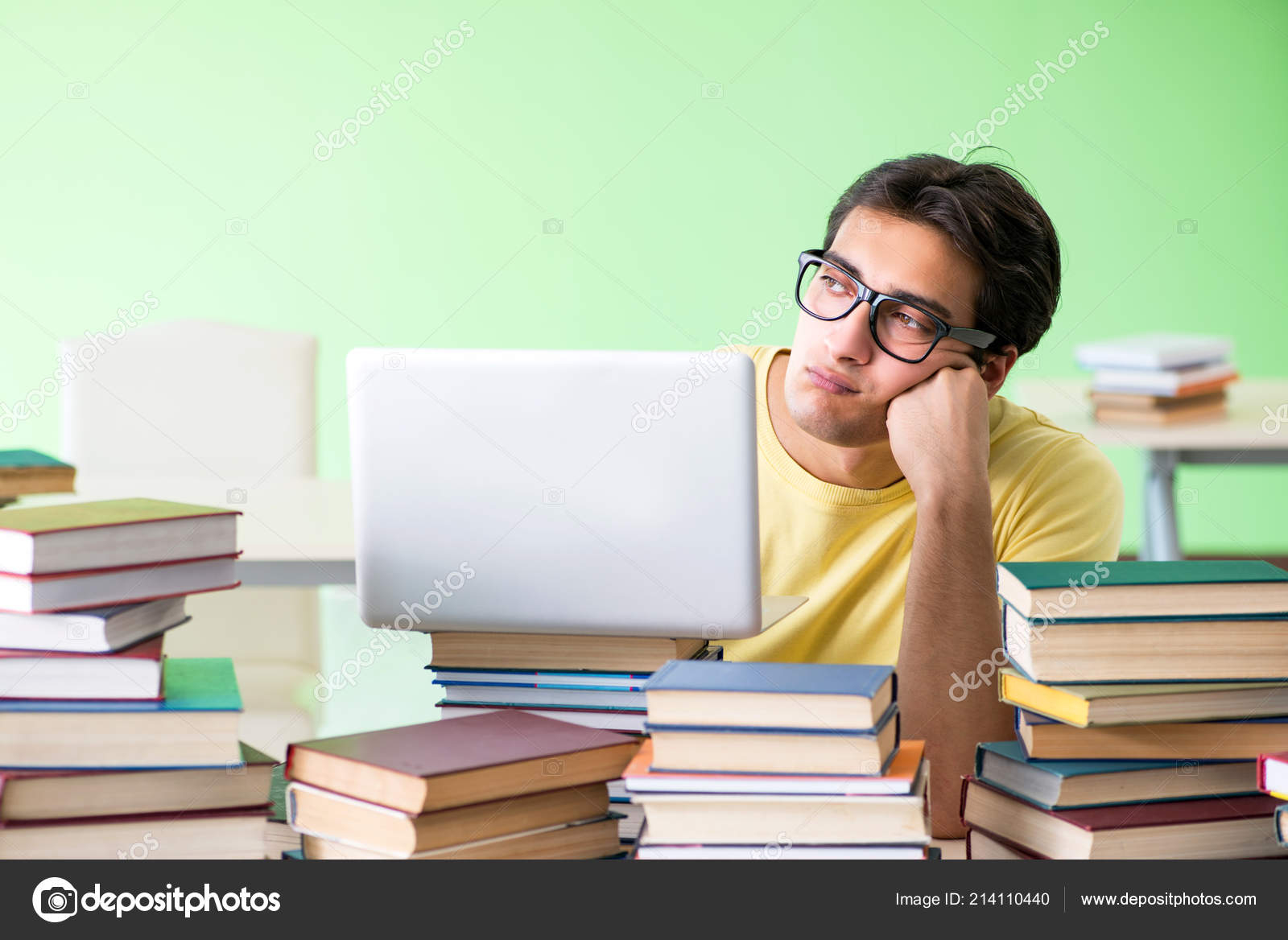 Student with too many books to read before exam Stock Photo by ©Elnur ...