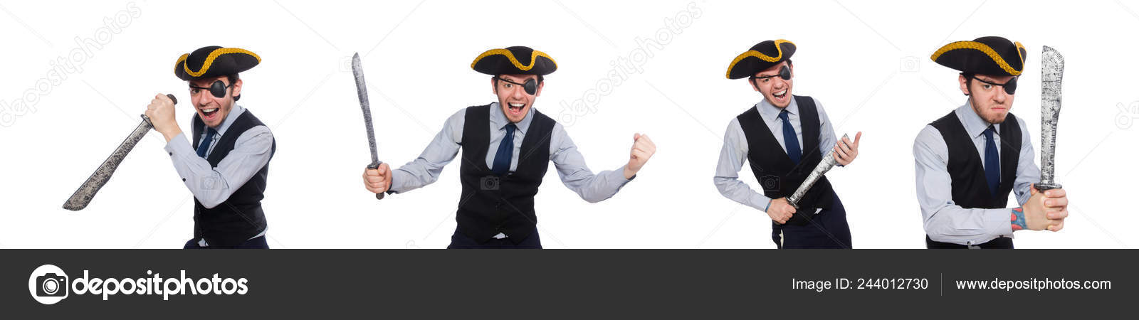 One-eyed man with weapon isolated on white — Stock Photo © Elnur ...