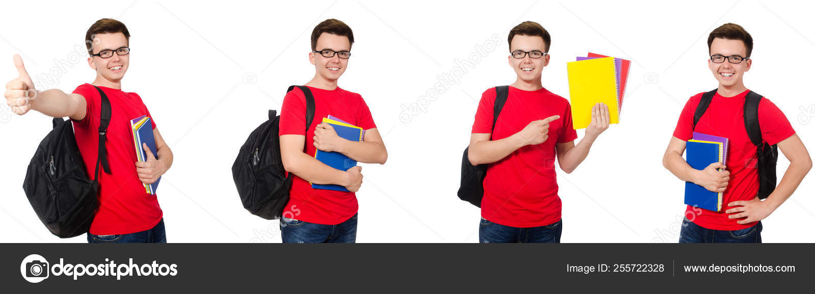 Young student with backpack isolated on white — Stock Photo © Elnur ...
