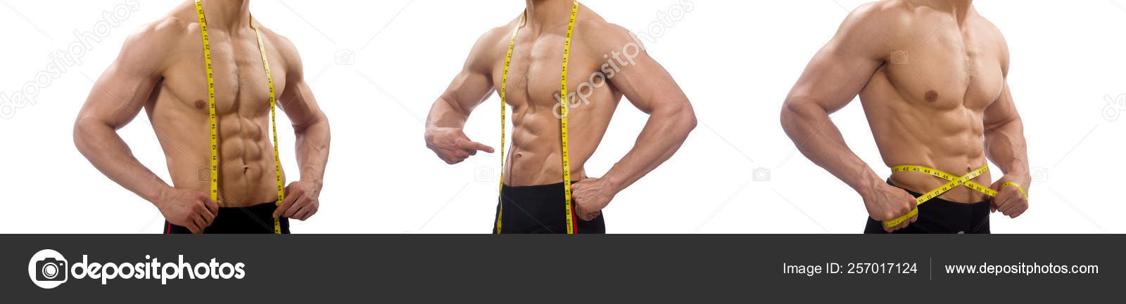 Muscular man measuring his muscles — Stock Photo © Elnur_ #257017124