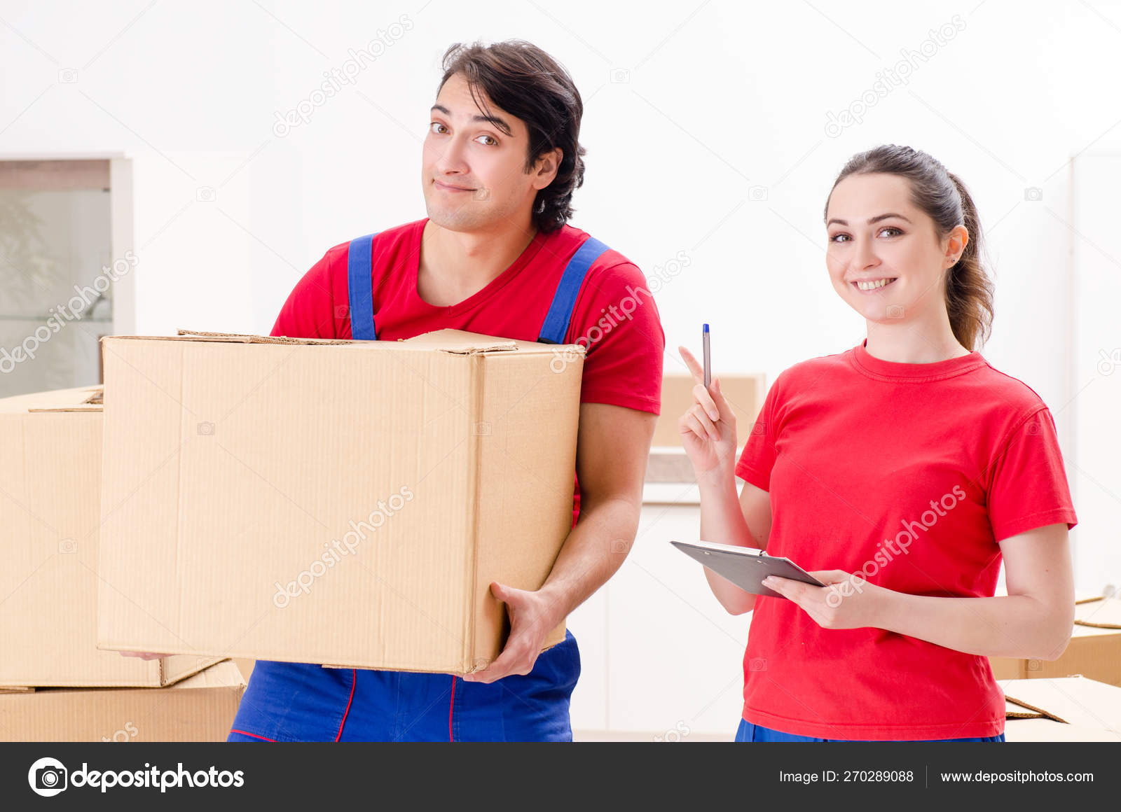 Professional movers doing home relocation — Stock Photo © Elnur_ #270289088