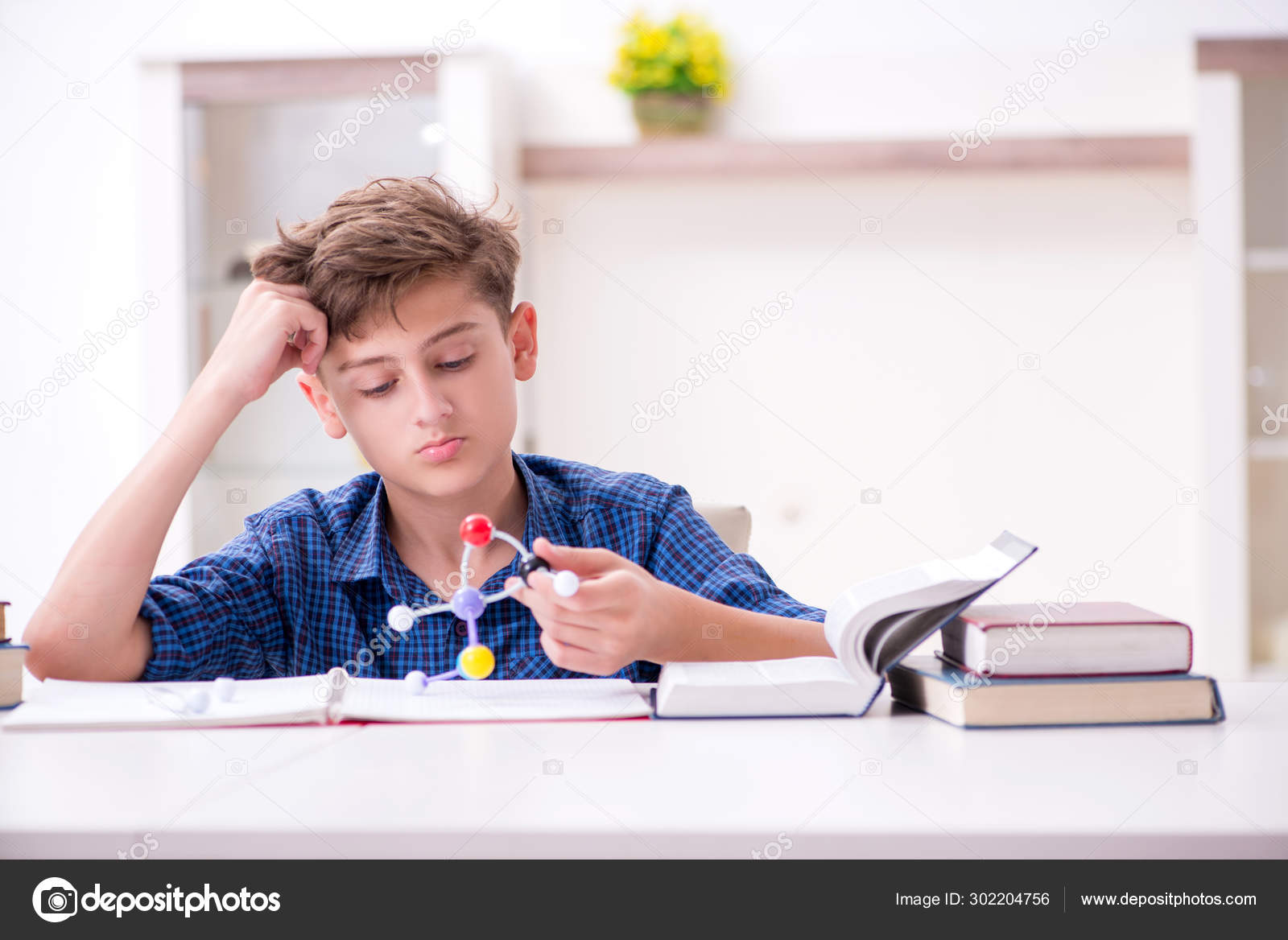 Kid preparing for school at home — Stock Photo © Elnur_ #302204756