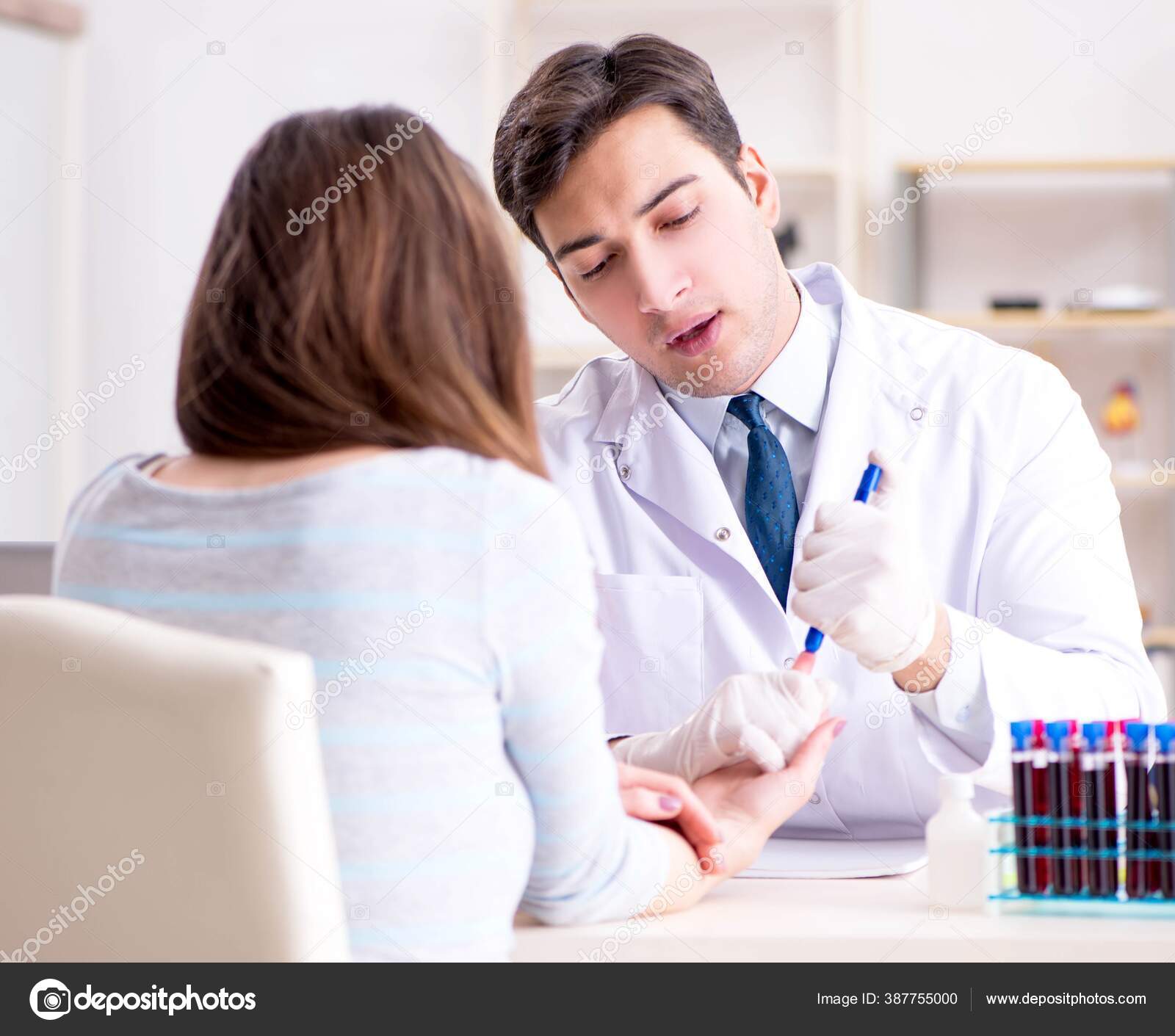 Patient during blood test sampling procedure taken for analysis Stock ...