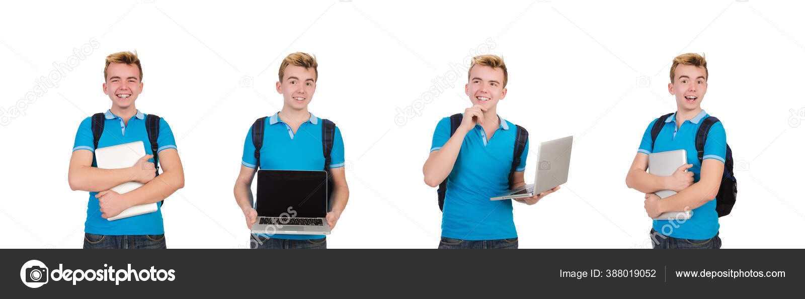 Student with laptop isolated on white — Stock Photo © Elnur_ #388019052