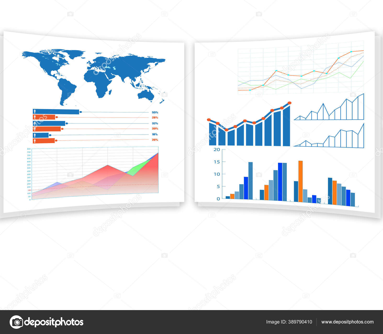 Business charts and infographics - 3d rendering Stock Illustration by ...