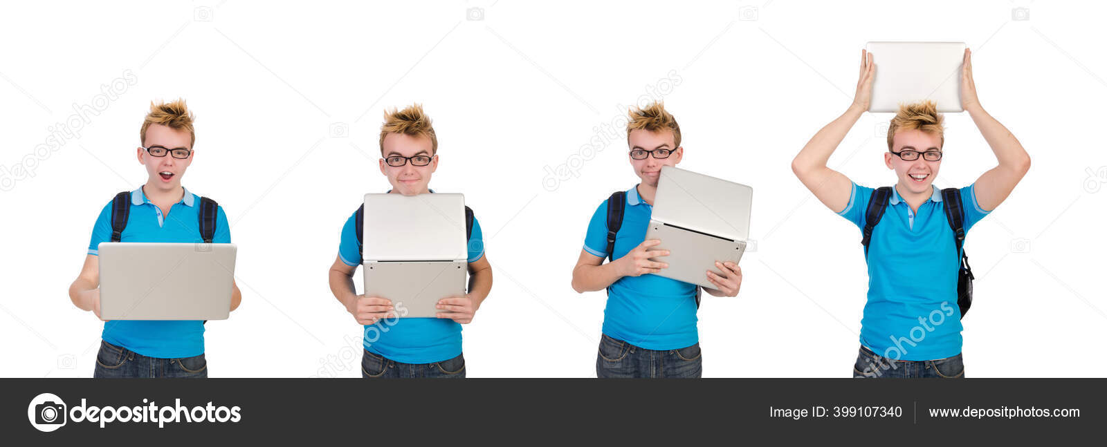 Student with laptop isolated on white — Stock Photo © Elnur_ #399107340