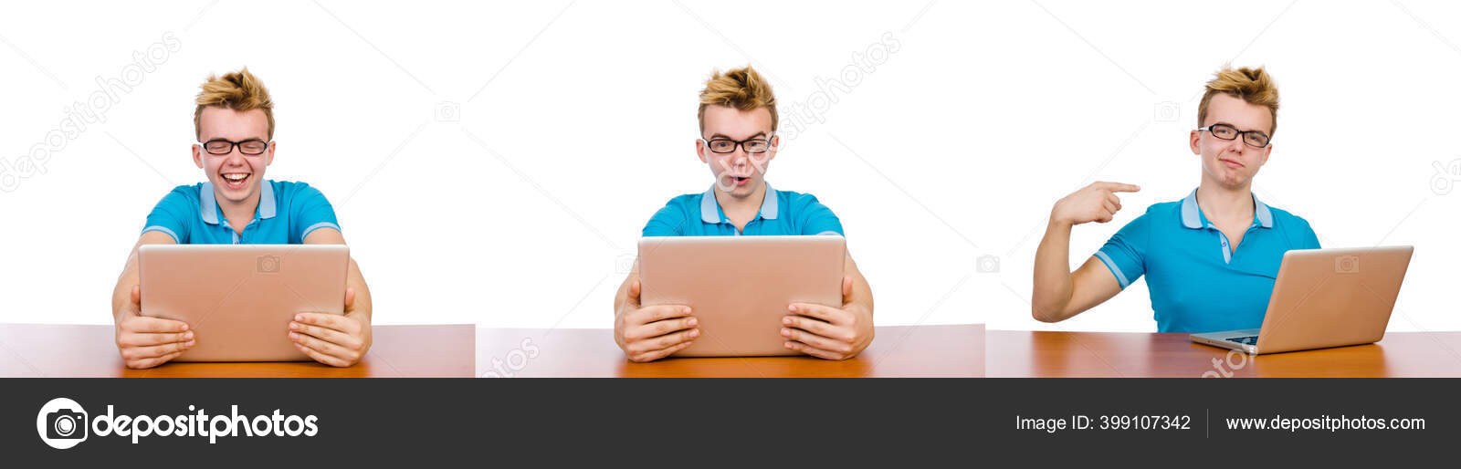 Student with laptop isolated on white — Stock Photo © Elnur_ #399107342