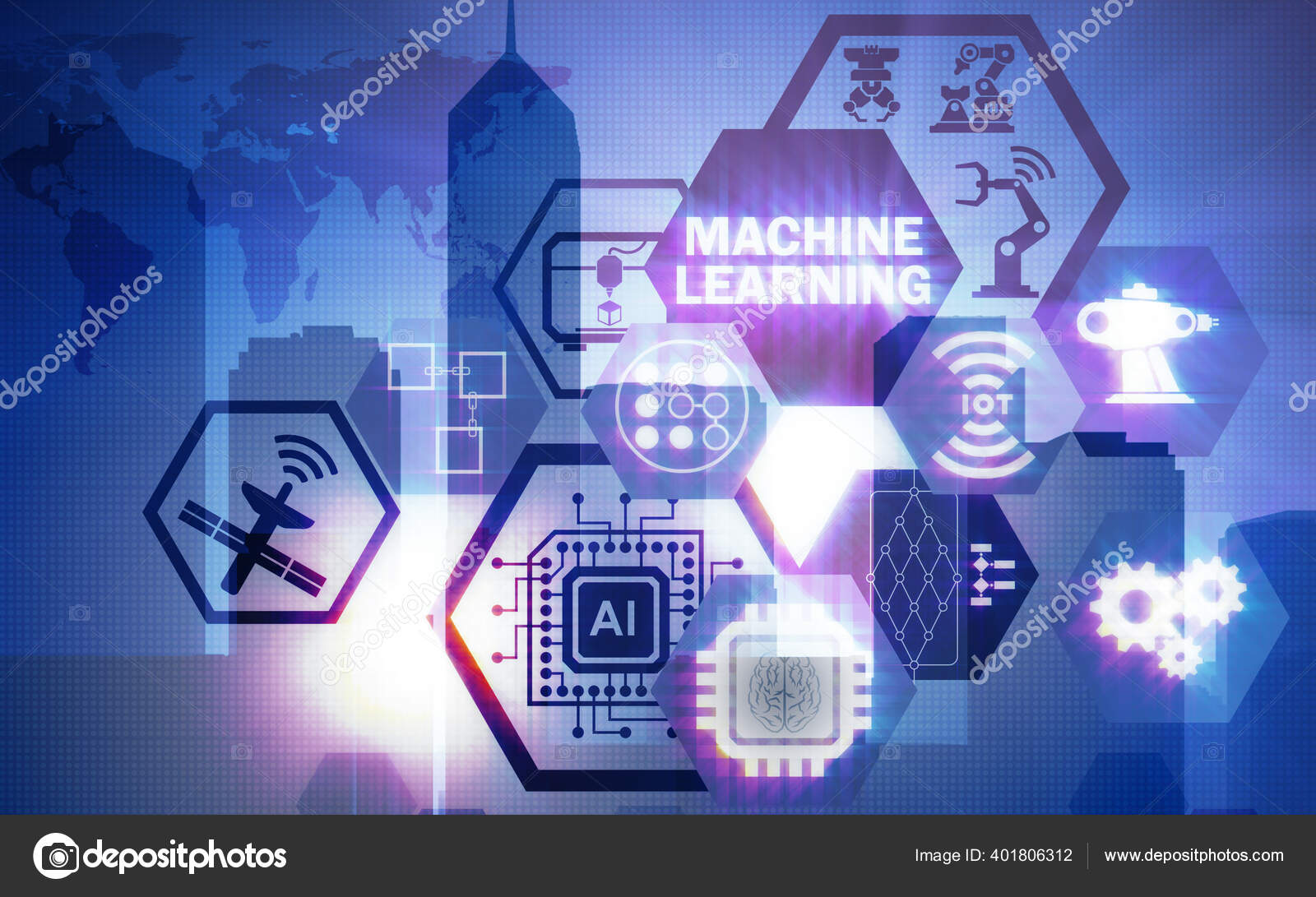 Concepto de tecnología informática moderna con aprendizaje automático ...