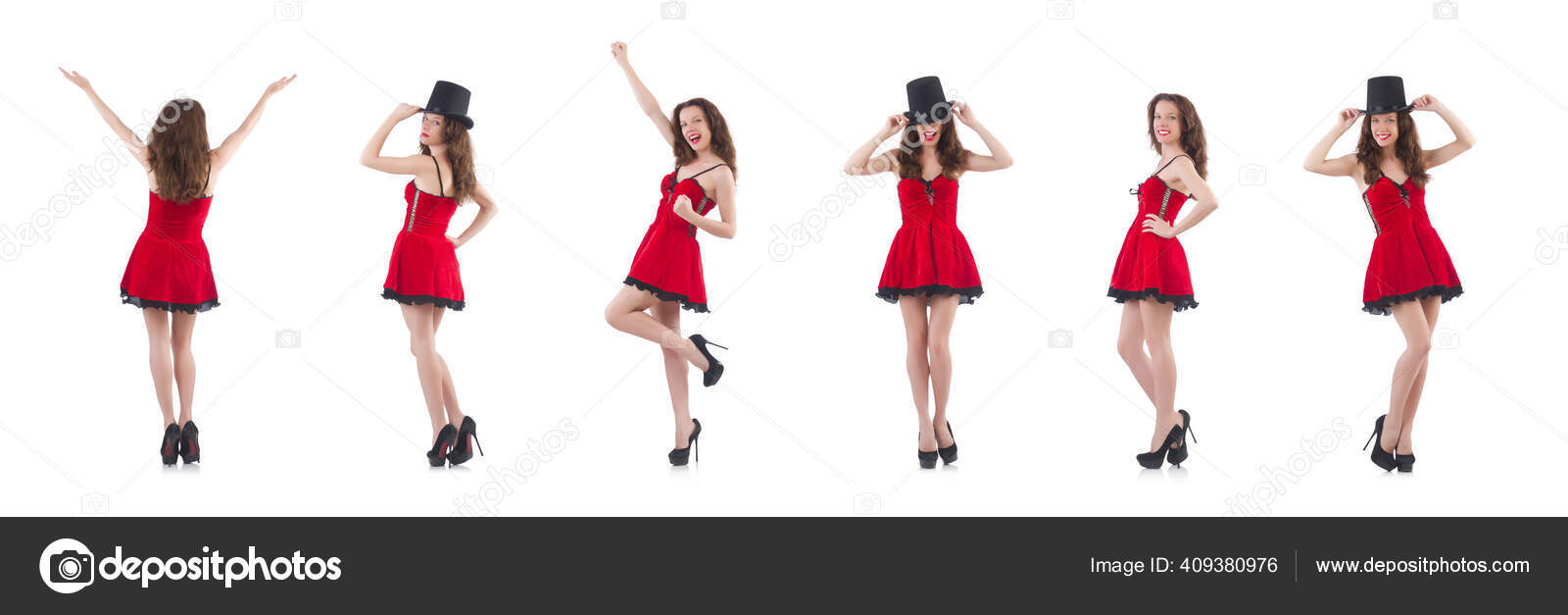 Young female model posing in red mini dress — Stock Photo © Elnur ...