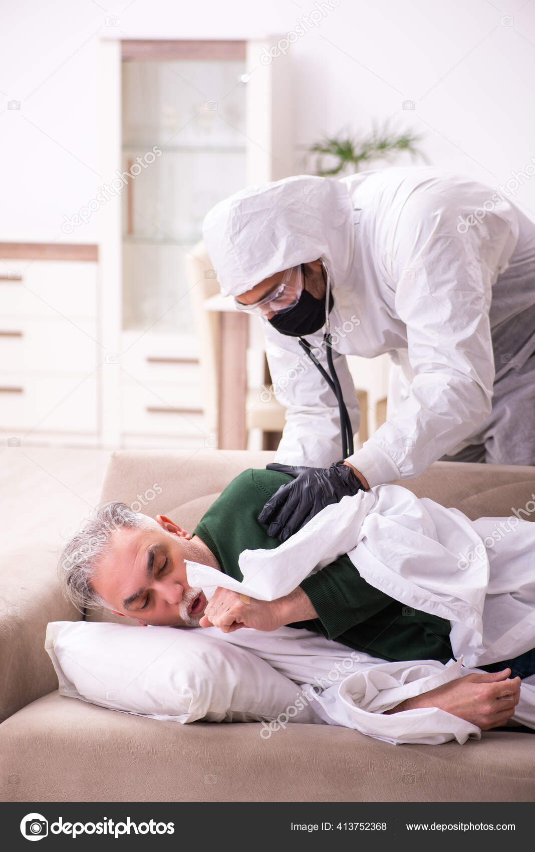 Young paramedic visiting old man at home Stock Photo by ©Elnur_ 413752368