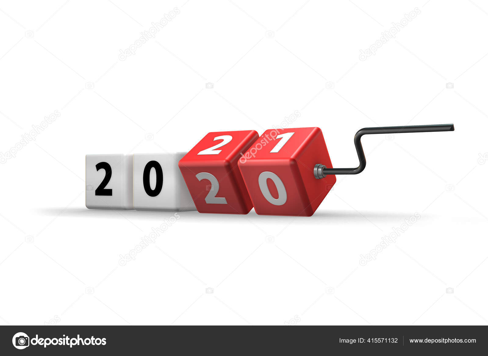 Concept of changing year from 2020 to 2021 - 3d rendering — Stock Photo ...