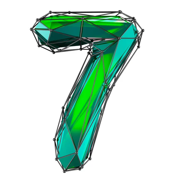 Number 7 seven in low poly style green color isolated. 3d — Stock Photo ...
