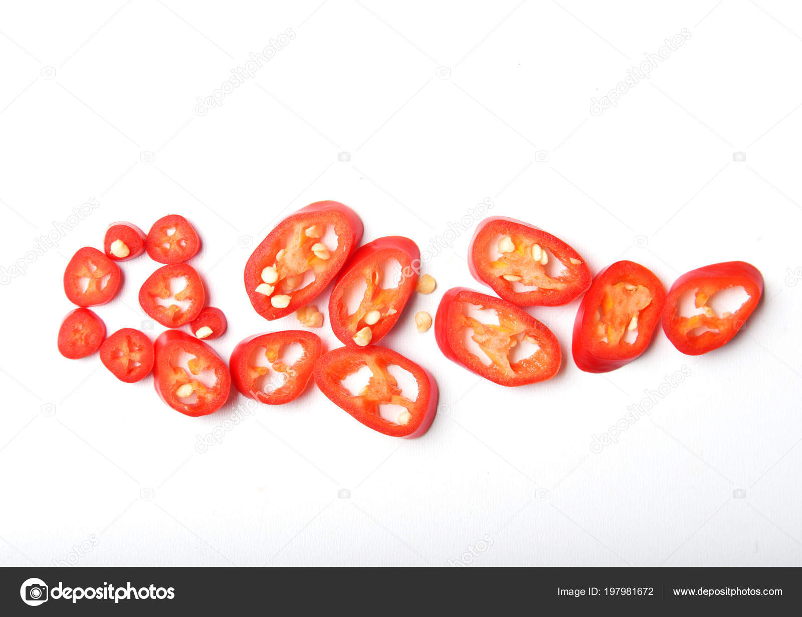 Top View Chopped Red Chilli Peppers Isolated White Background Stock ...