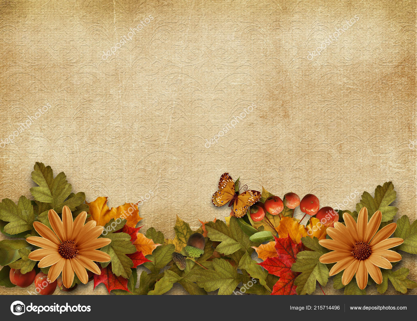 Vintage Fall Leaves Background