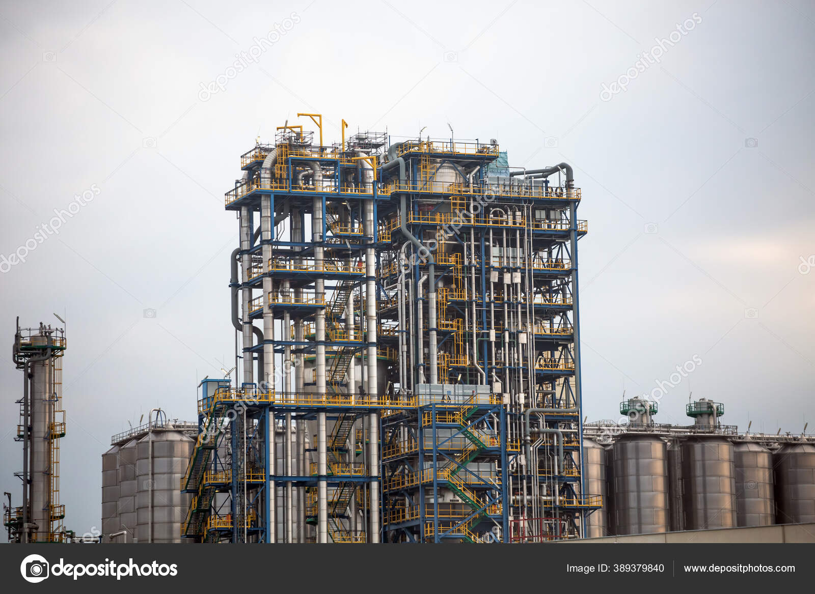 Pipeline system of oil refinery or factory. Chemical refinery ...