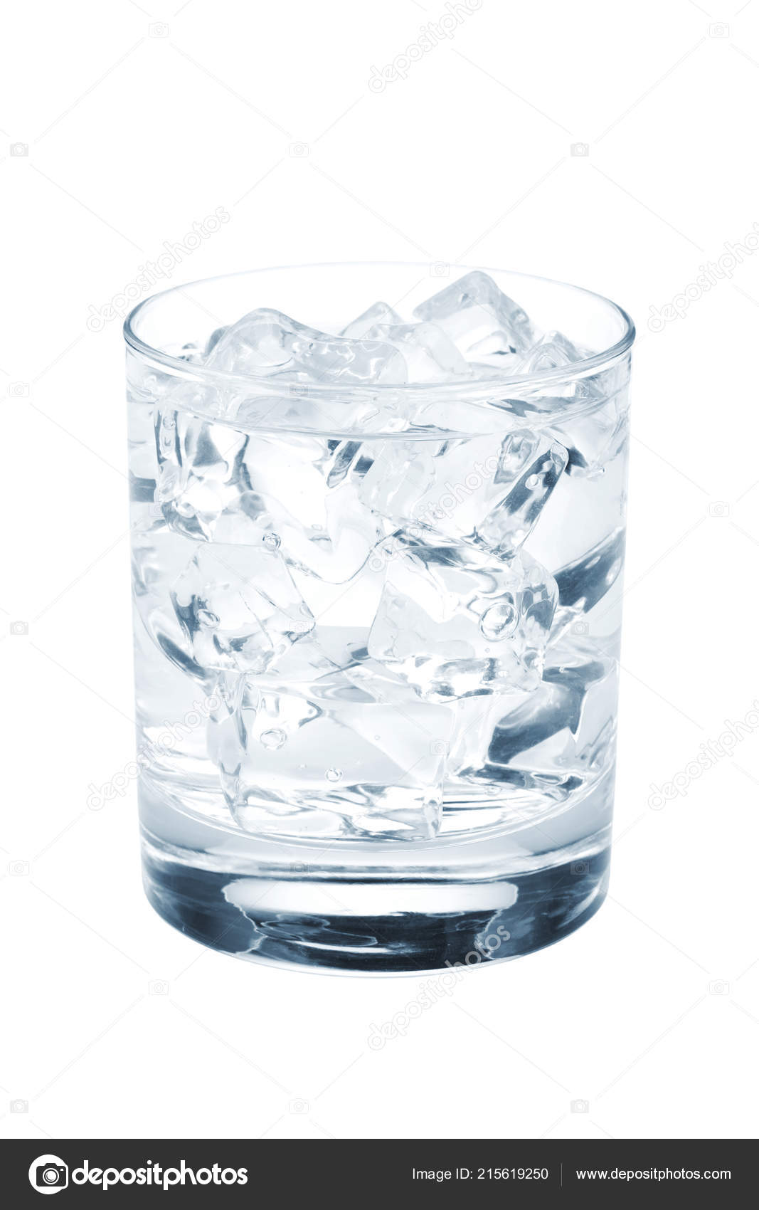 Glass Pure Water Ice Cubes Isolated White Background Stock Photo by ...