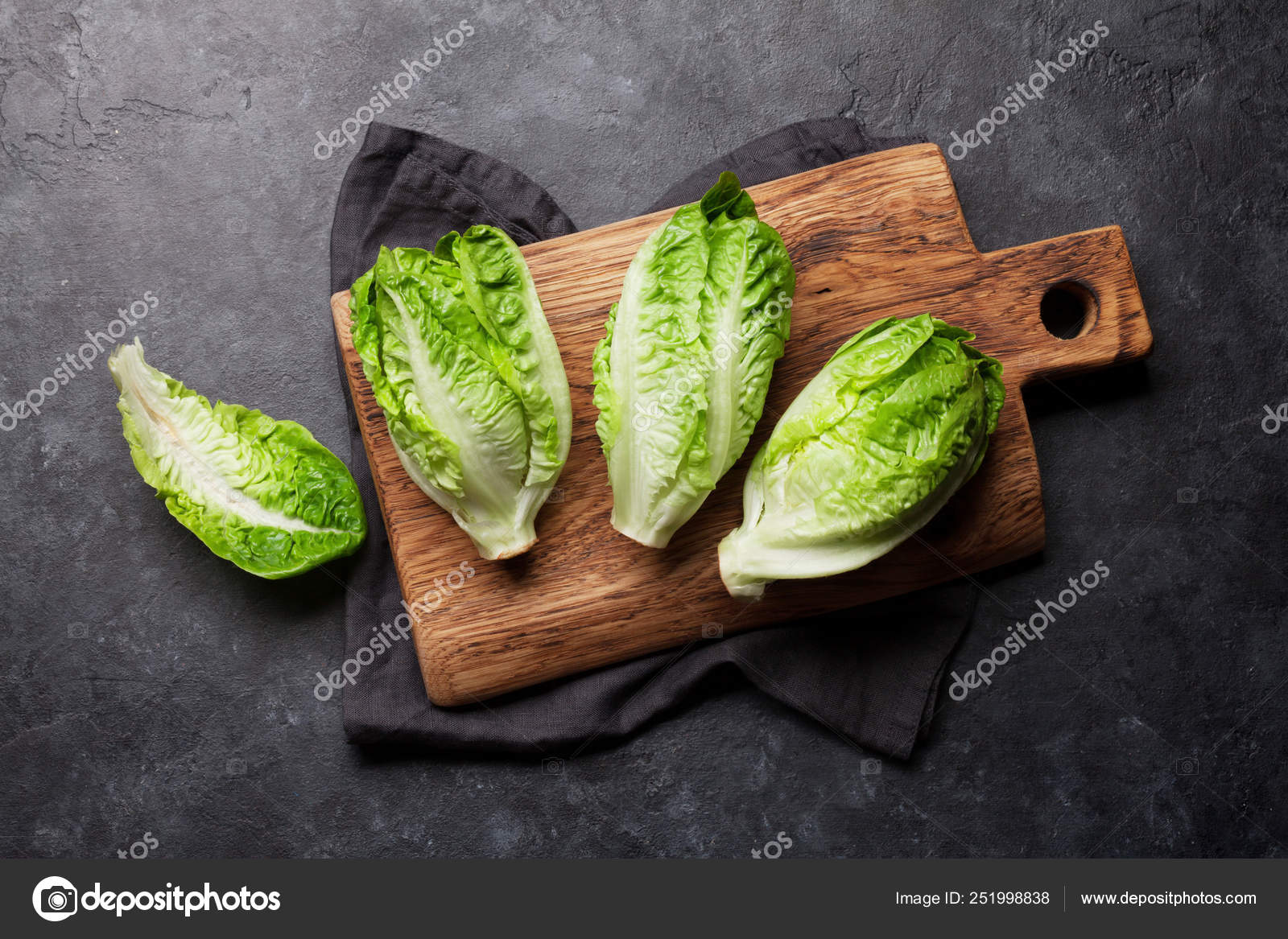 Mini Romaine Lettuce Salad Stone Kitchen Table — Stock Photo ...