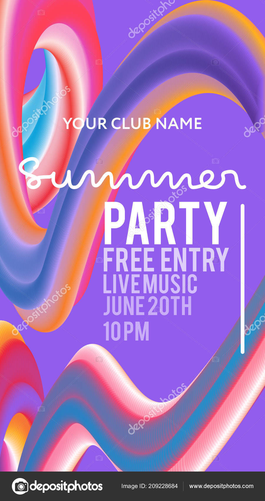 Night Party Banner Template Art Event Promotion Astract Flow Fiber ...