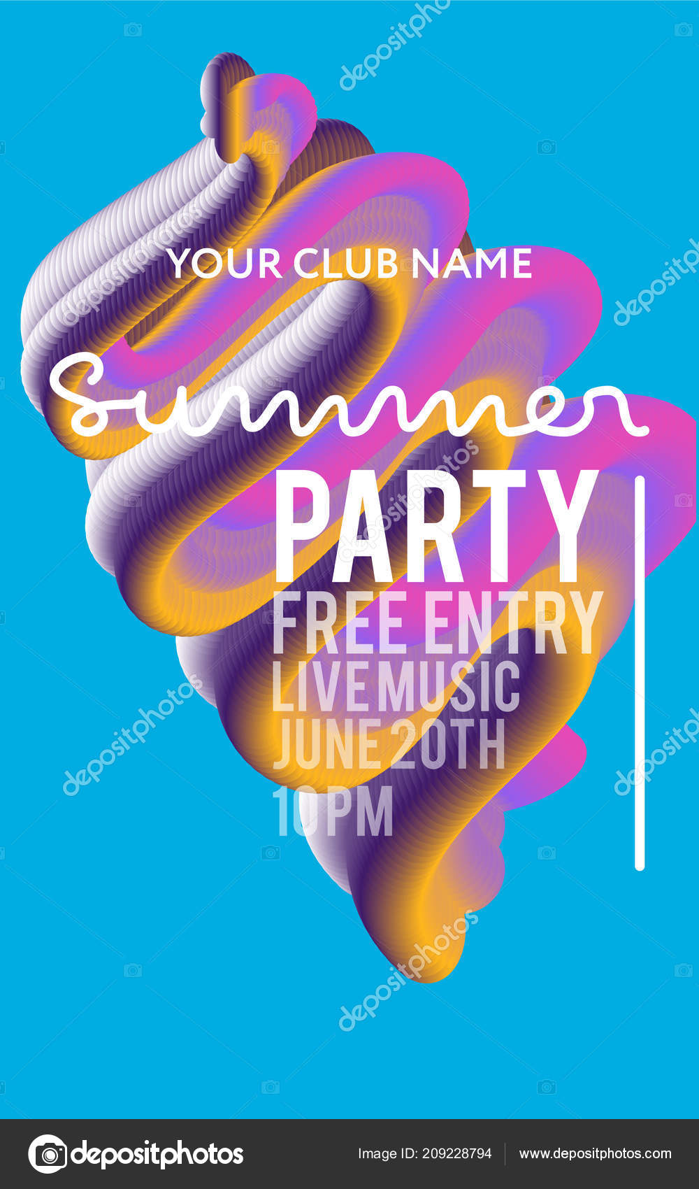 Night Party Banner Template Art Event Promotion Glowing Fiber Effect ...