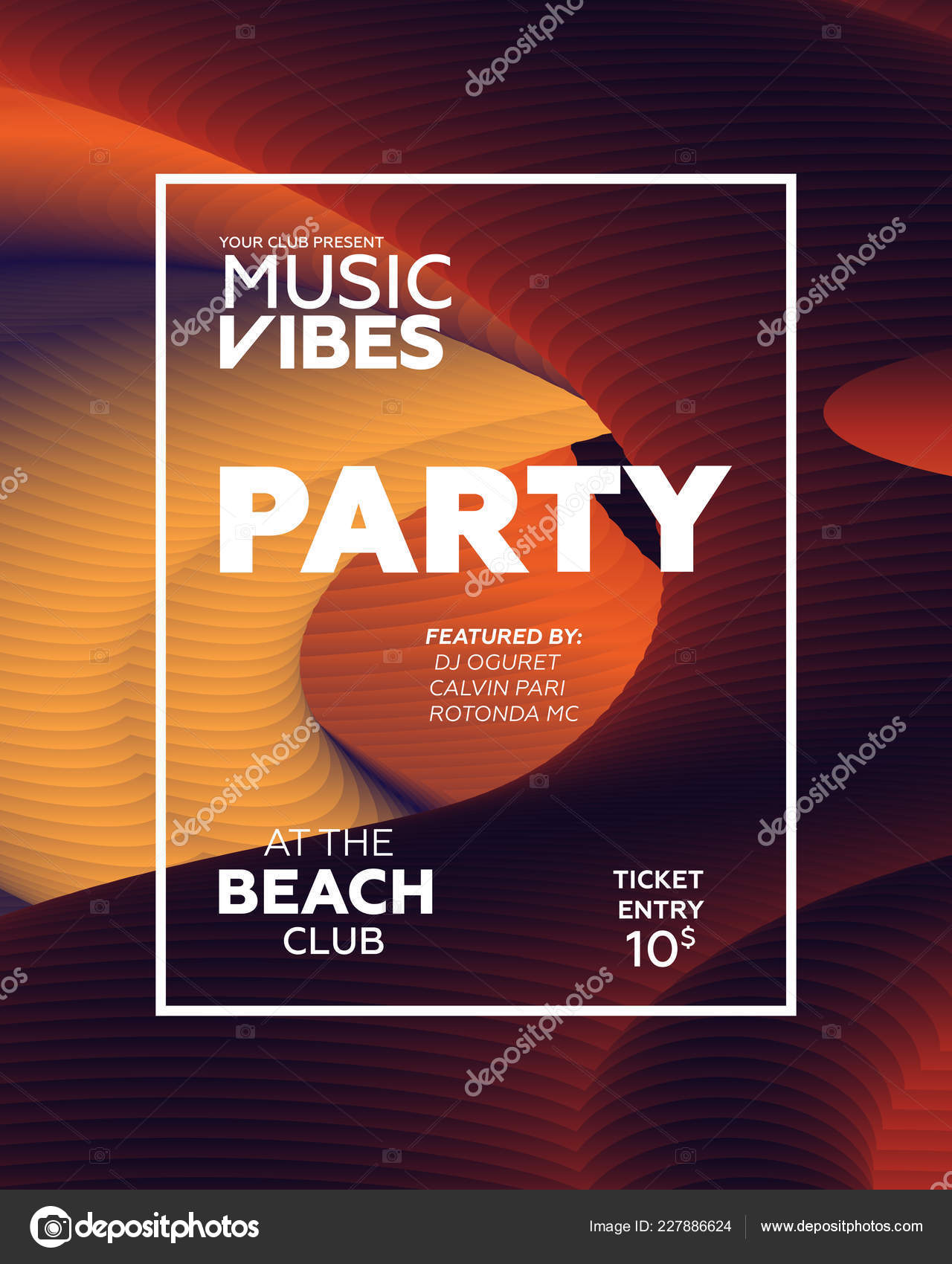 Night Party Banner Template Art Event Promotion Glowing Fiber Effect ...