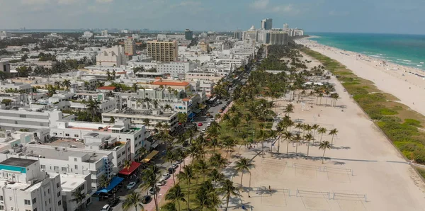 Aerial View Miami Beach Ocean Drive Beautiful Spring Day Stock Photo by ...