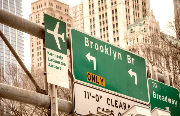 Brooklyn Bridge street signs — Stock Photo © jovannig #124037614
